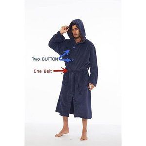 Sweaters | Mens Fleece Hooded Robes Bathrobe With Hood Soft Warm Fleece ...